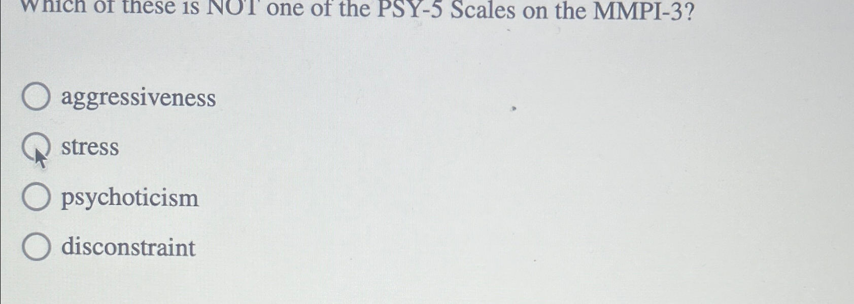 Solved Which of these is NOT one of the PSY-5 ﻿Scales on the | Chegg.com