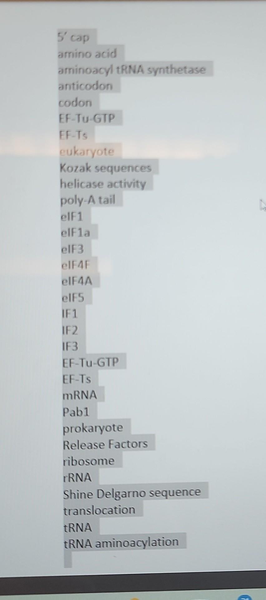 Solved 5' cap amino acid aminoacyl tRNA synthetase anticodon | Chegg.com