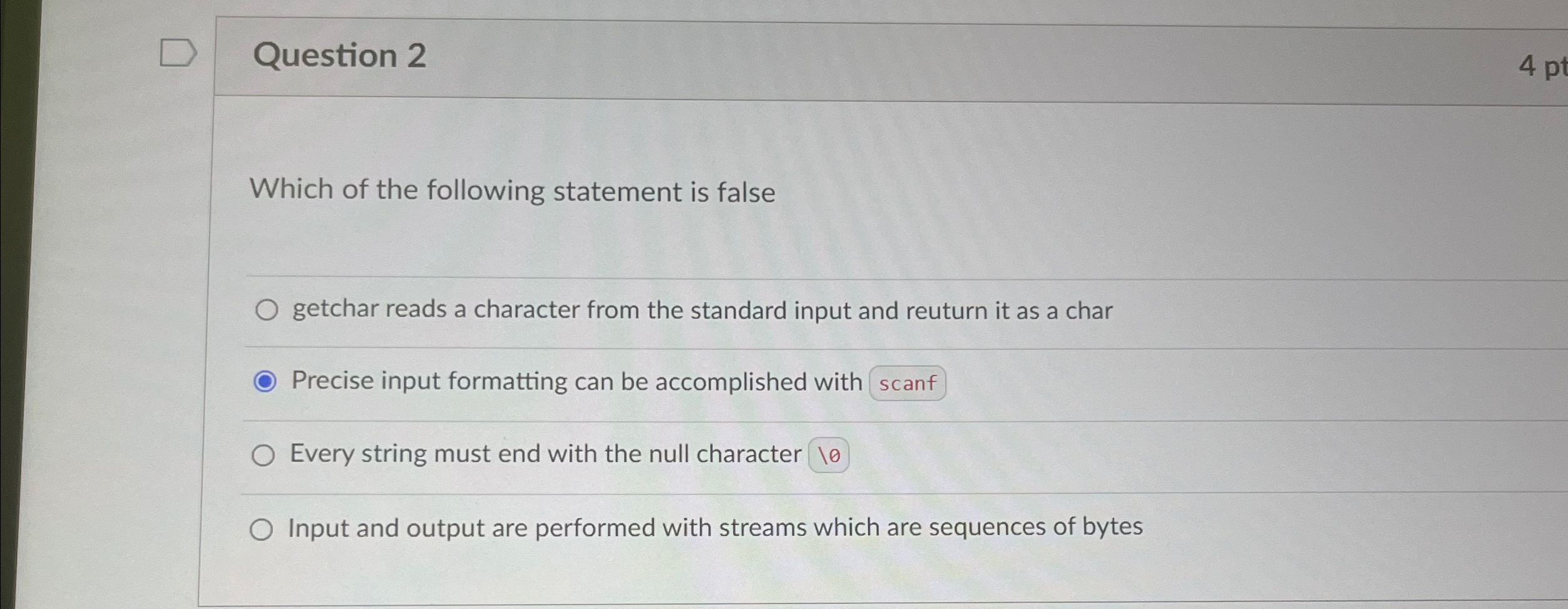 Solved Question 2Which of the following statement is | Chegg.com