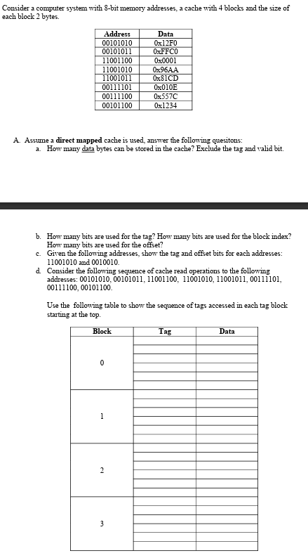 Solved STEPS PLZ Consider a computer system with 8-bit | Chegg.com
