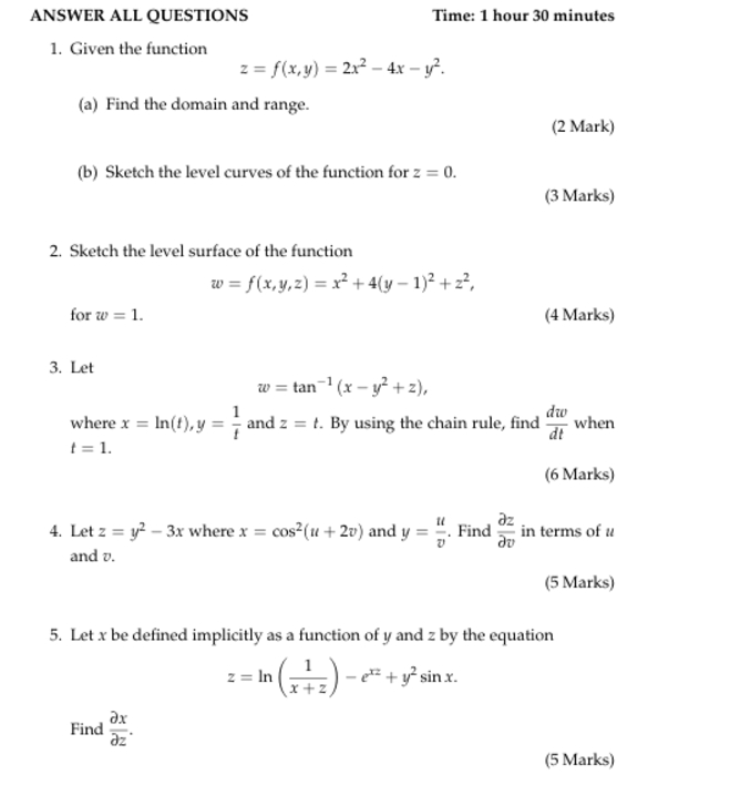 Solved SUBJECT MULTIVARIABLES FUNCTIONSPARTIAL | Chegg.com