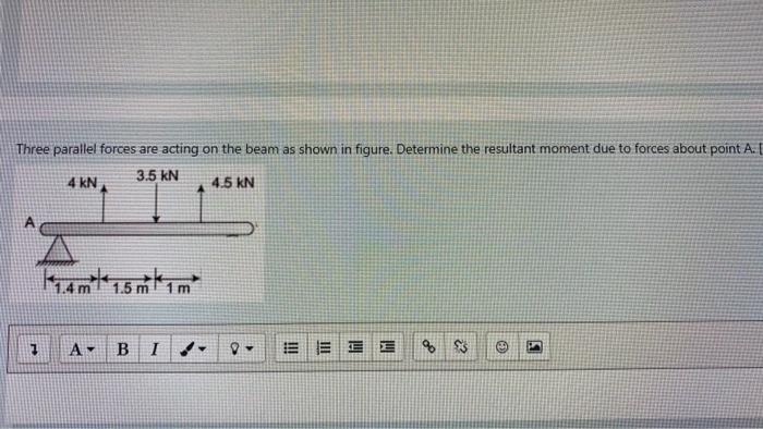 Solved Three parallel forces are acting on the beam as shown | Chegg.com