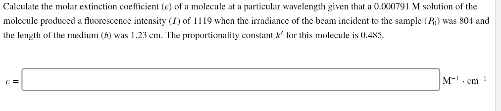 Calculate the molar extinction coefficient (εlon) of | Chegg.com