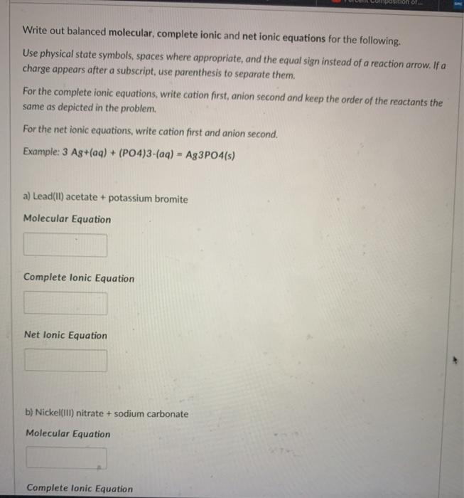Solved Write out balanced molecular, complete ionic and net | Chegg.com