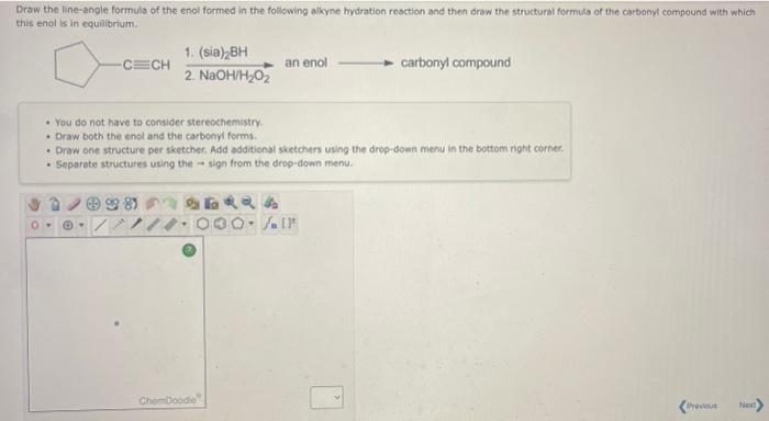 Solved Draw the line-angle formula of the enol formed in the | Chegg.com