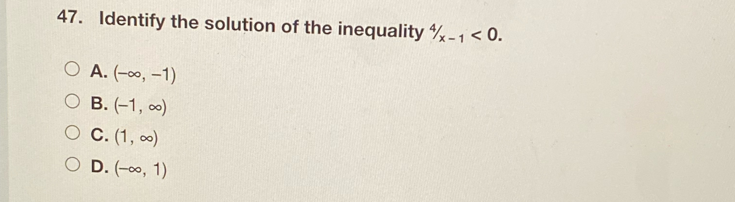 Solved Identify the solution of the inequality | Chegg.com