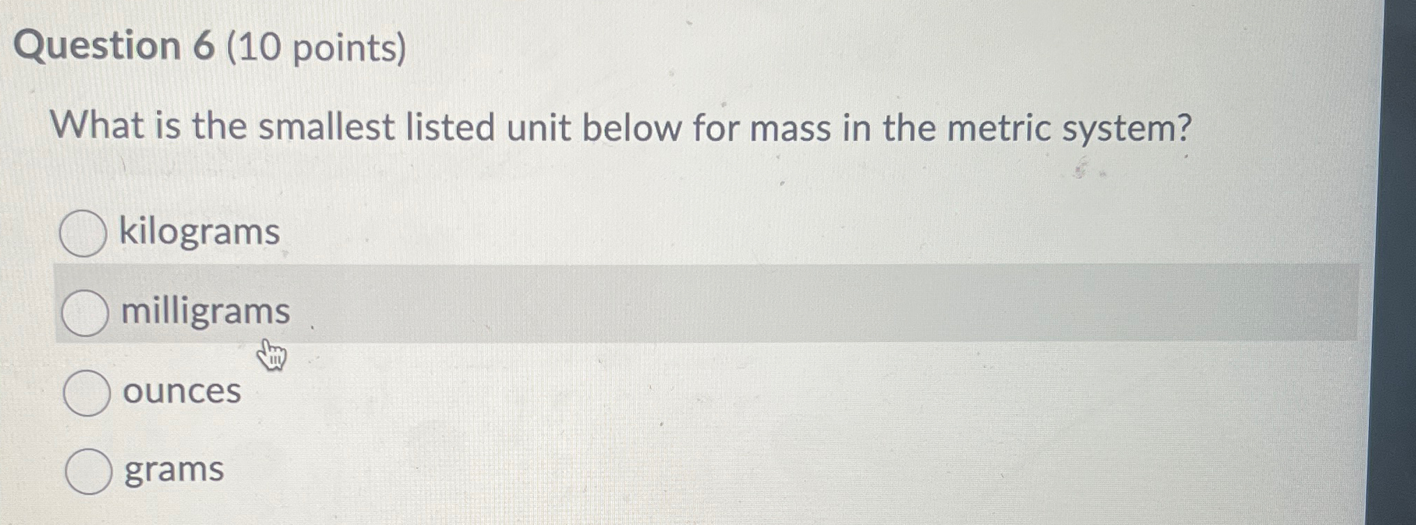 Solved Question 6 (10 ﻿points)What is the smallest listed | Chegg.com