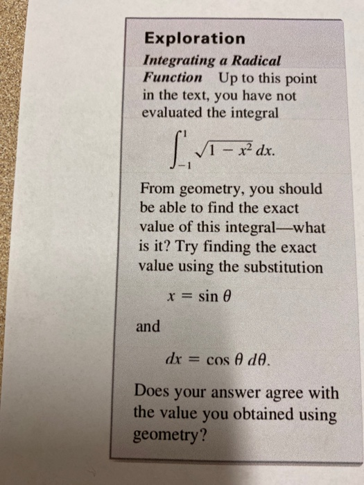 Solved Exploration Integrating a Radical Function Up to this | Chegg.com