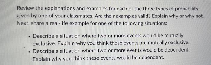 Solved Review the explanations and examples for each of the | Chegg.com