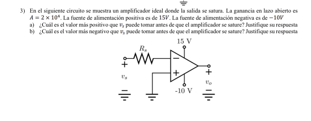 Solved En el siguiente circuito se muestra un amplificador | Chegg.com