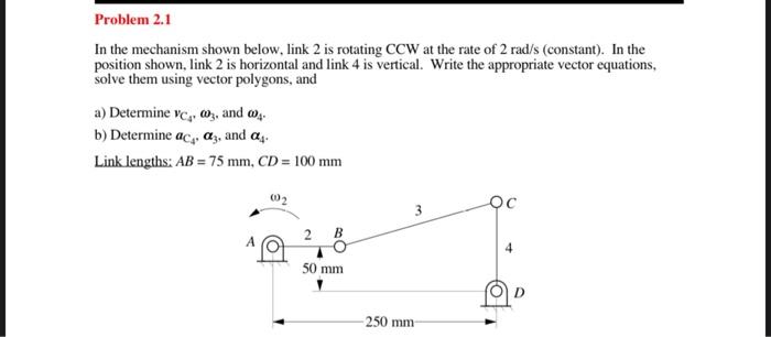 Solved Problem 2.1 In the mechanism shown below, link 2 is | Chegg.com