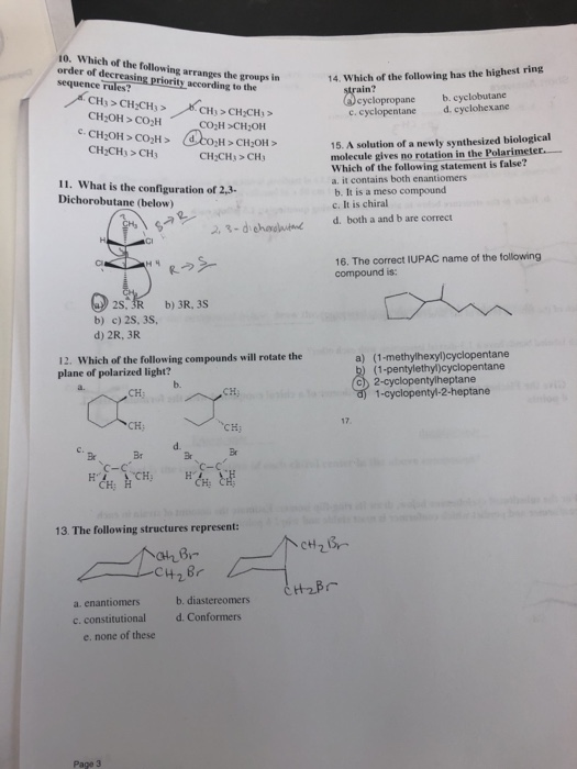 Solved 10. Which of the following arranges the groaps in | Chegg.com