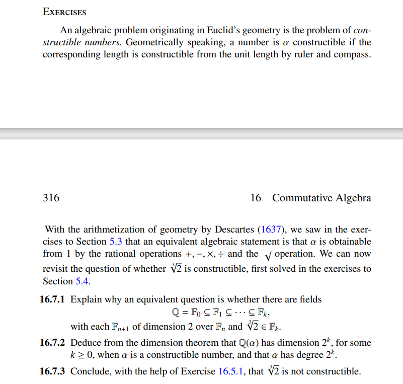Solved ExERcisesAn algebraic problem originating in Euclid's | Chegg.com