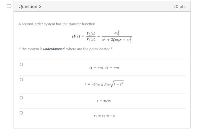 Solved A second-order system has the transfer function | Chegg.com