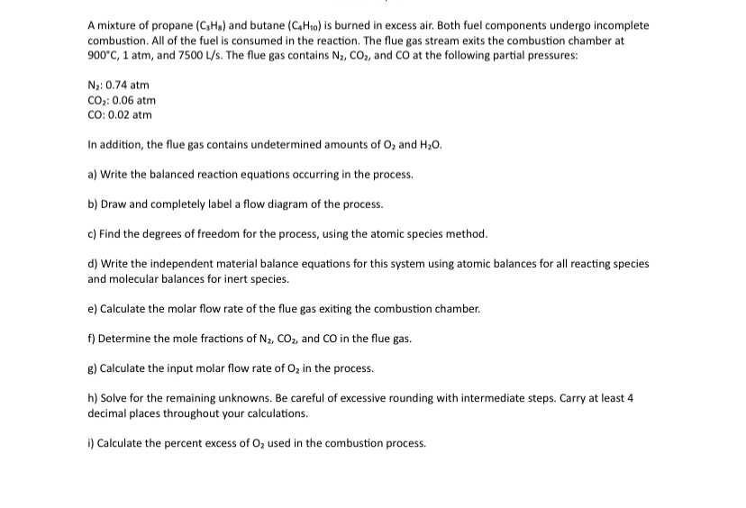 Solved A mixture of propane (C3H8) ﻿and butane (C4H10) ﻿is | Chegg.com