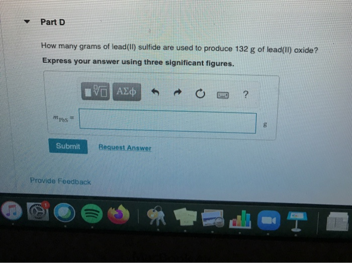 Solved Part D How many grams of lead(II) sulfide are used to | Chegg.com