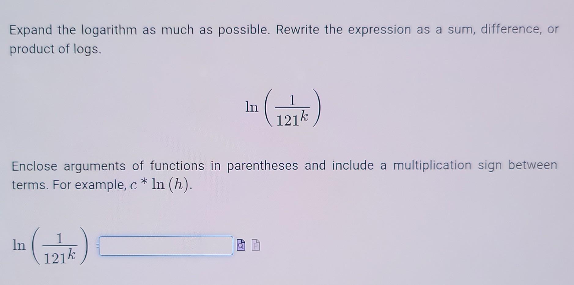 Solved Expand the logarithm as much as possible. Rewrite the | Chegg.com