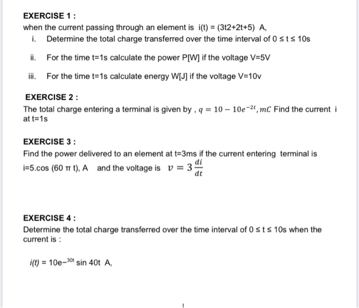 Solved EXERCISE 1 : when the current passing through an | Chegg.com