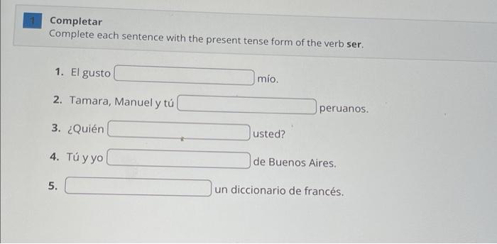 Completar Complete each sentence with the present | Chegg.com