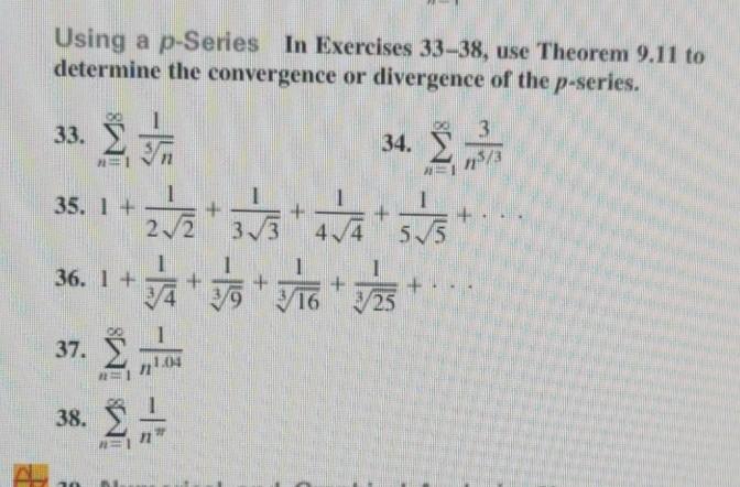 Solved Using a p-Series In Exercises 33–38, use Theorem 9.11 | Chegg.com