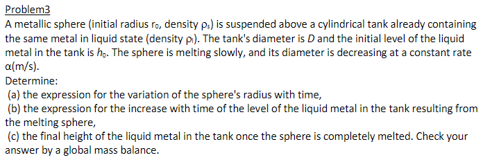Solved Problem 3A metallic sphere (initial radius r0, | Chegg.com
