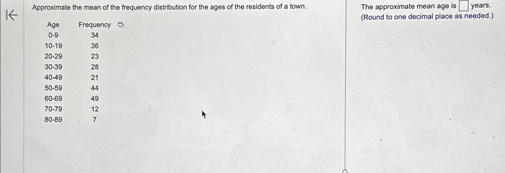 Solved Approximate the mean of the frequency distribution | Chegg.com