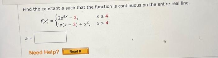 Solved Find the constant a such that the function is | Chegg.com
