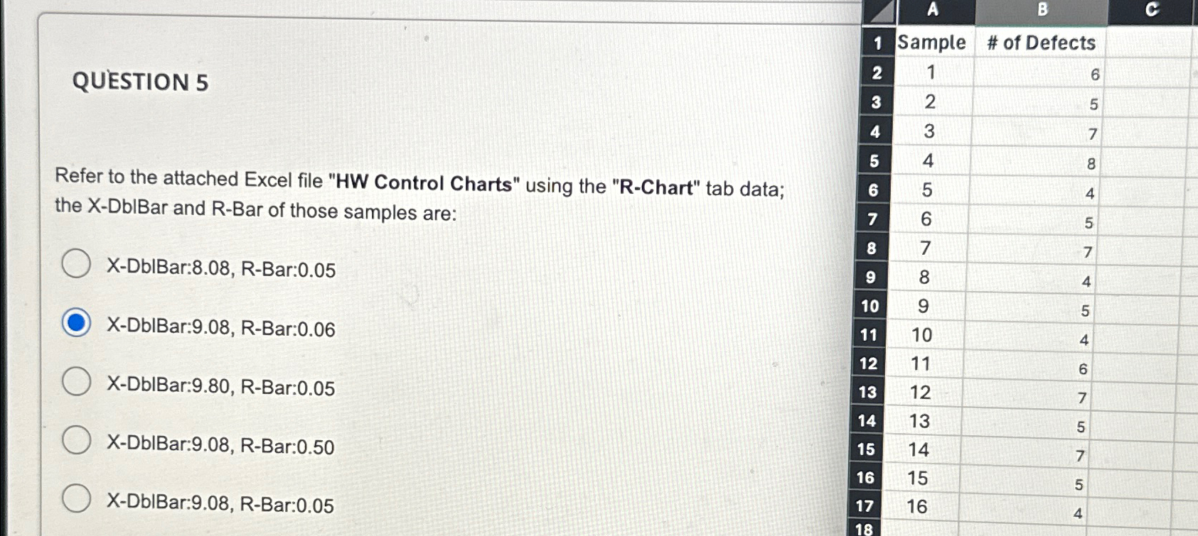 QUESTION 5Refer to the attached Excel file "HW | Chegg.com