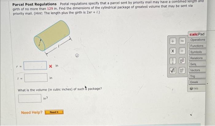 Solved Parcel Post Regulations Postal regulations specify | Chegg.com