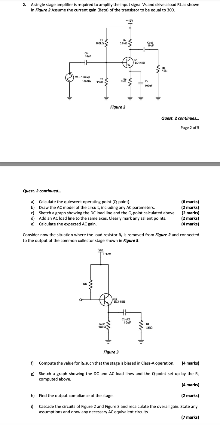 Solved A single stage amplifier is required to amplify the | Chegg.com
