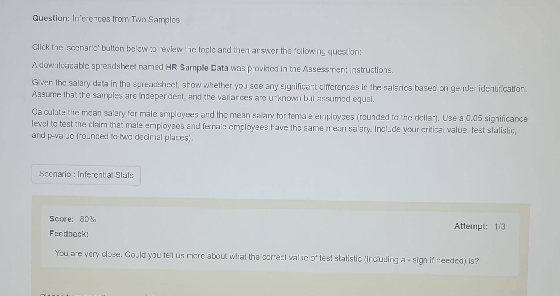 Solved Question: Inferences from Two Samples Click the | Chegg.com