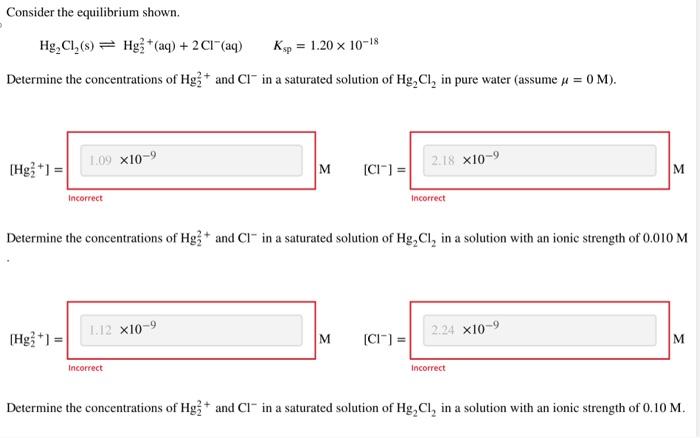 Solved Consider the equilibrium shown. Hg2Cl2( | Chegg.com
