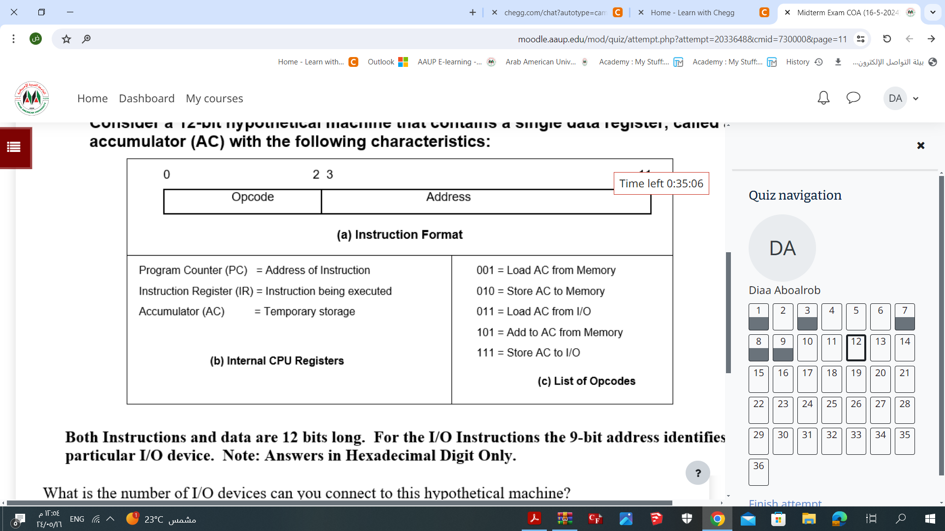Solved accumulator (AC) ﻿with the following | Chegg.com