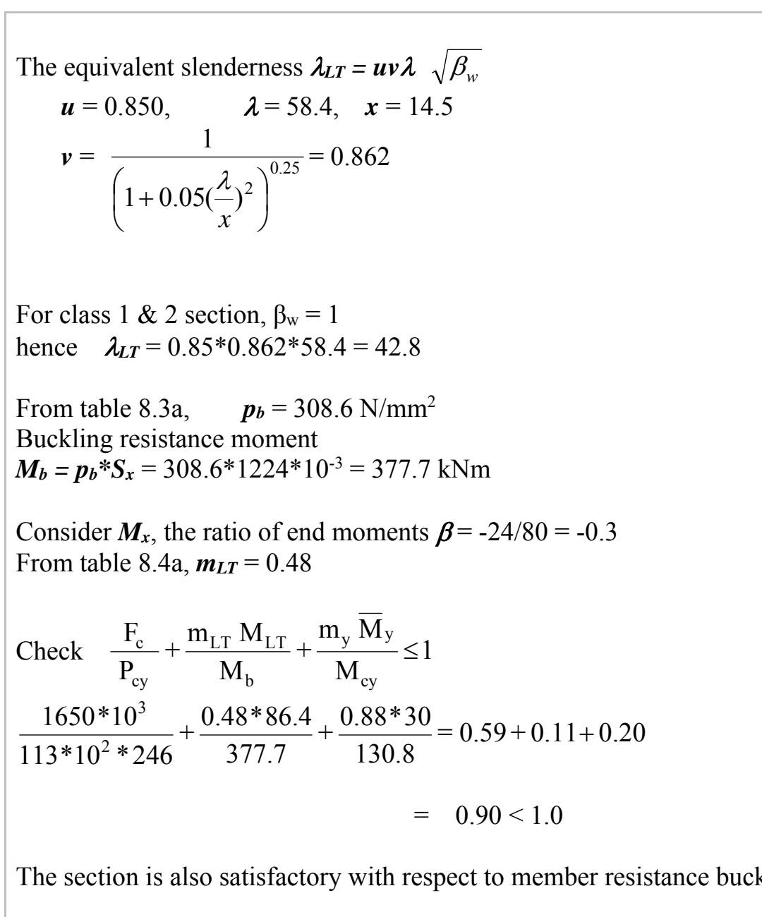 Example 5 (Column with Axial Force and Bending | Chegg.com