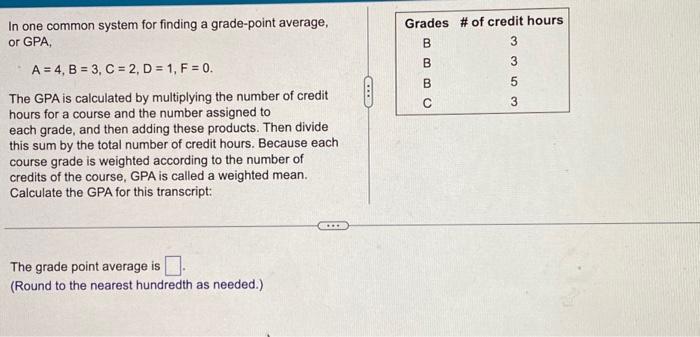 Solved In one common system for finding a grade-point | Chegg.com