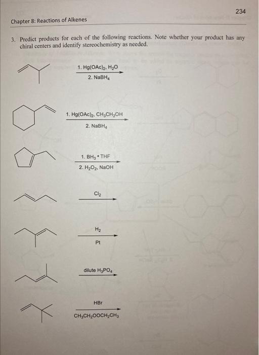 Solved 1. Summary of Addition to Alkenes: Write above the | Chegg.com