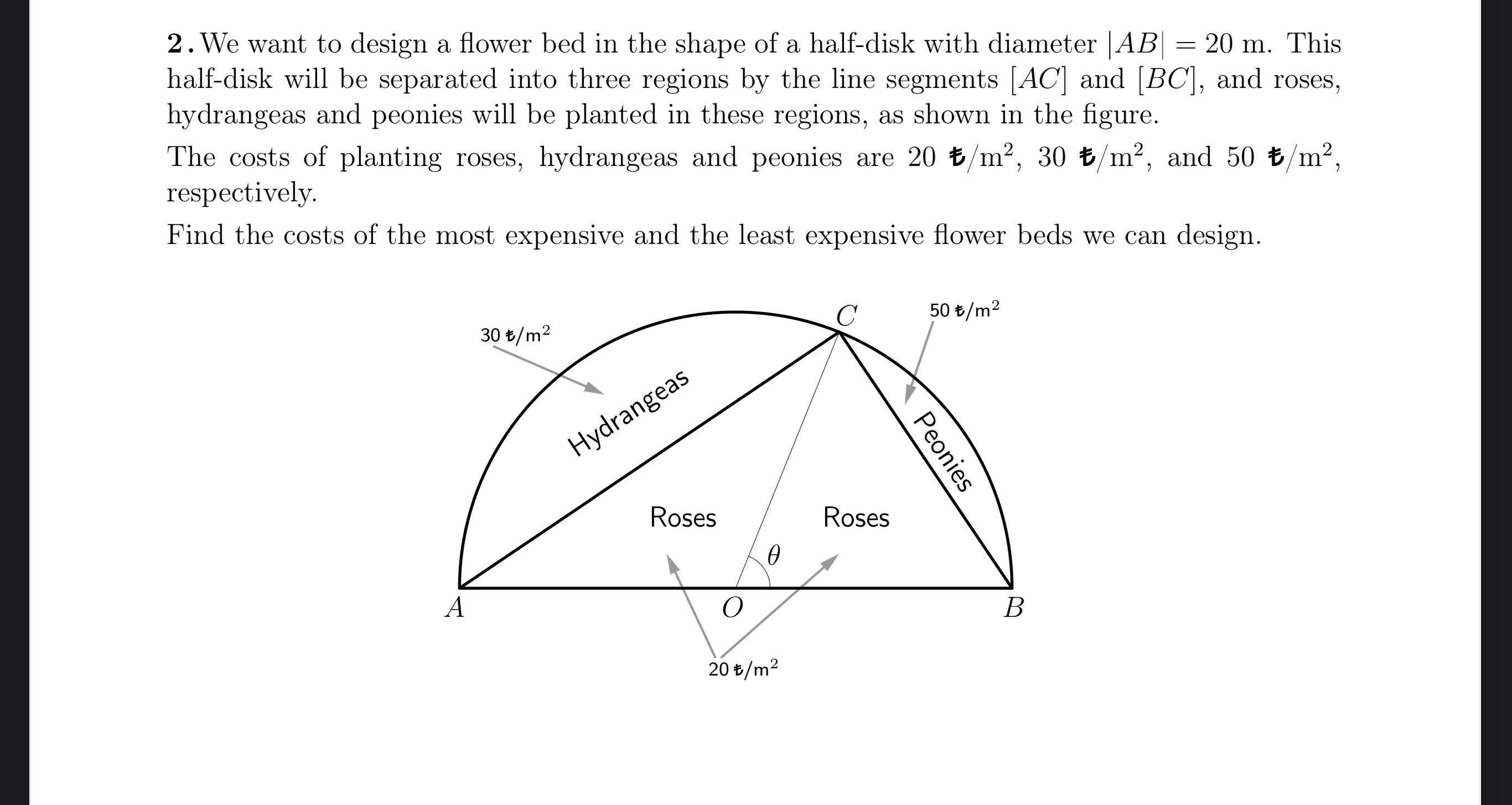 Solved We want to design a flower bed in the shape of a | Chegg.com