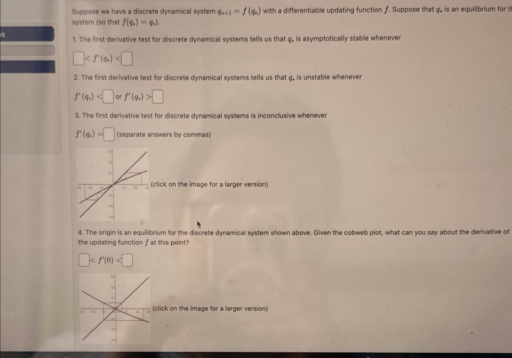 Solved The origin is an equilibrium for the discrete | Chegg.com