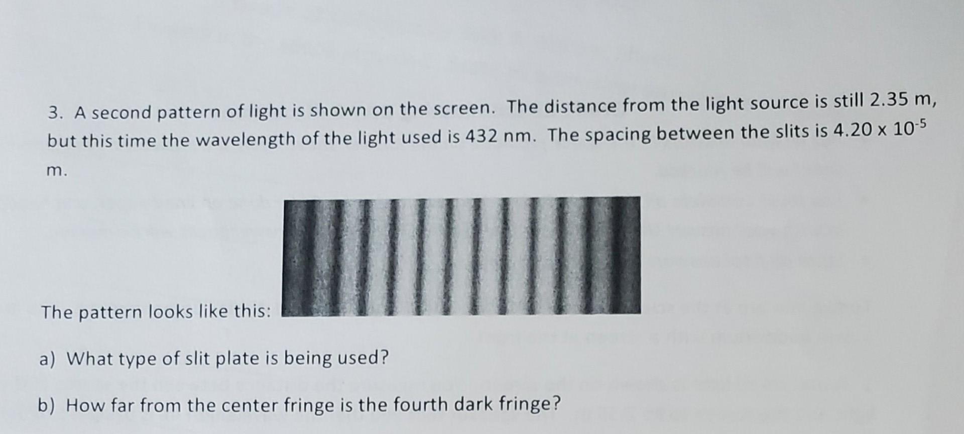 Solved 3. A second pattern of light is shown on the screen. | Chegg.com