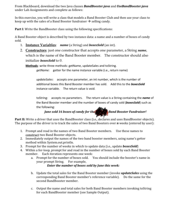 Solved From Blackboard, download the two Java classes | Chegg.com