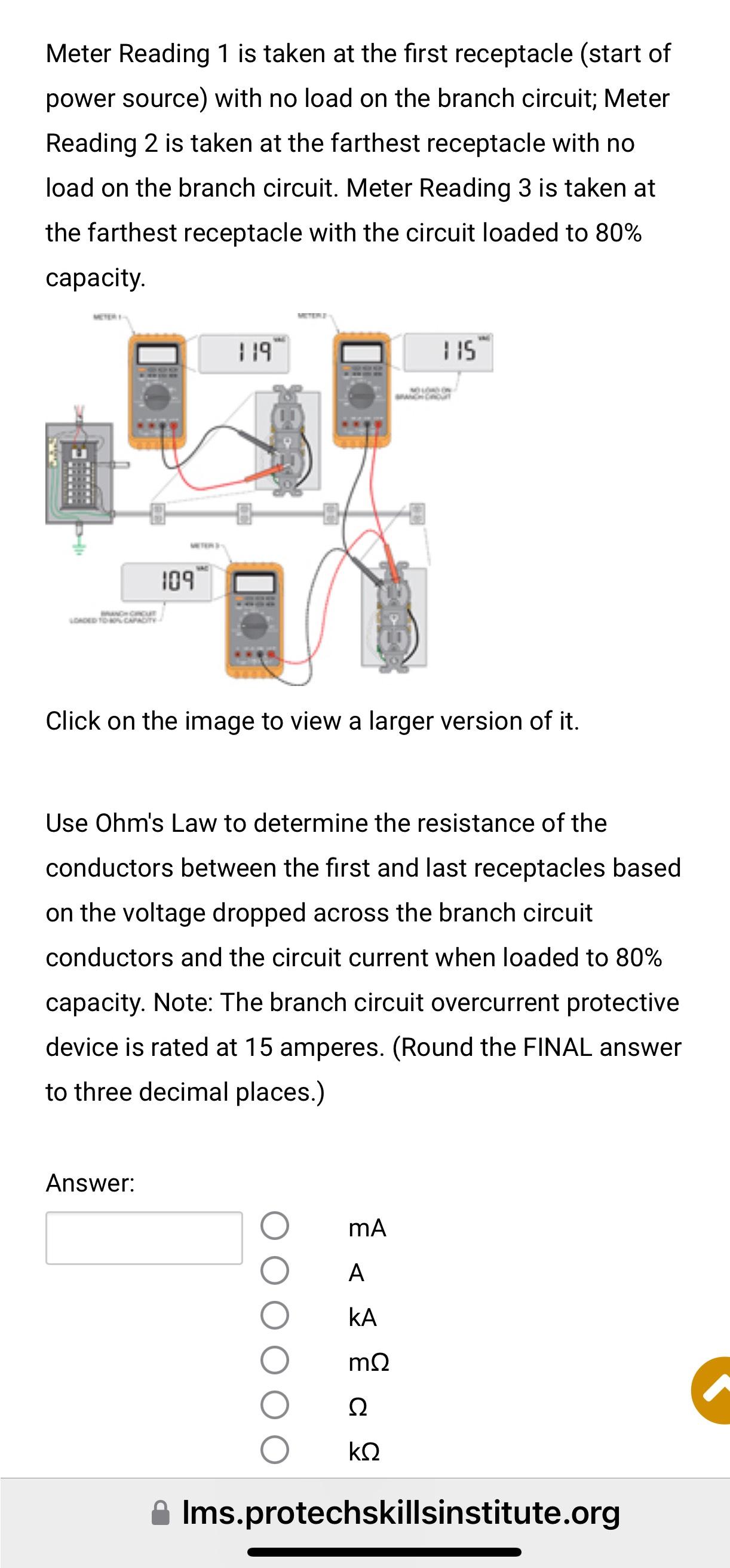 Solved Meter Reading 1 ﻿is taken at the first receptacle | Chegg.com