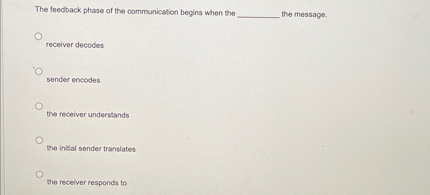 Solved The feedback phase of the communication begins when | Chegg.com