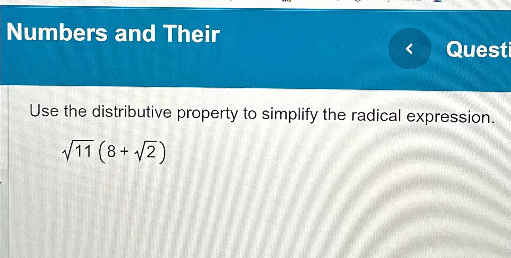 Solved Numbers and TheirUse the distributive property to | Chegg.com