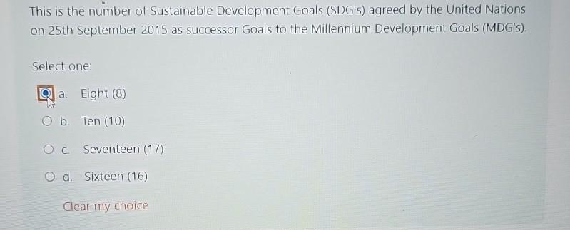 Solved This is the number of Sustainable Development Goals | Chegg.com