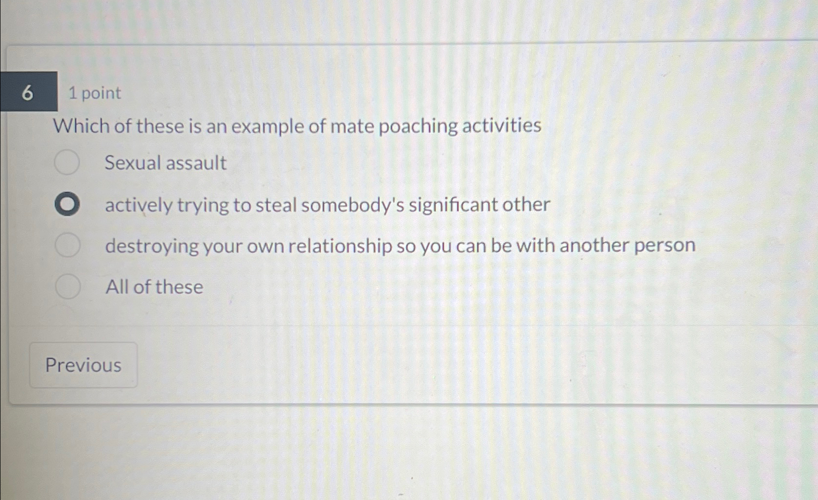 Solved 61 ﻿pointWhich of these is an example of mate | Chegg.com