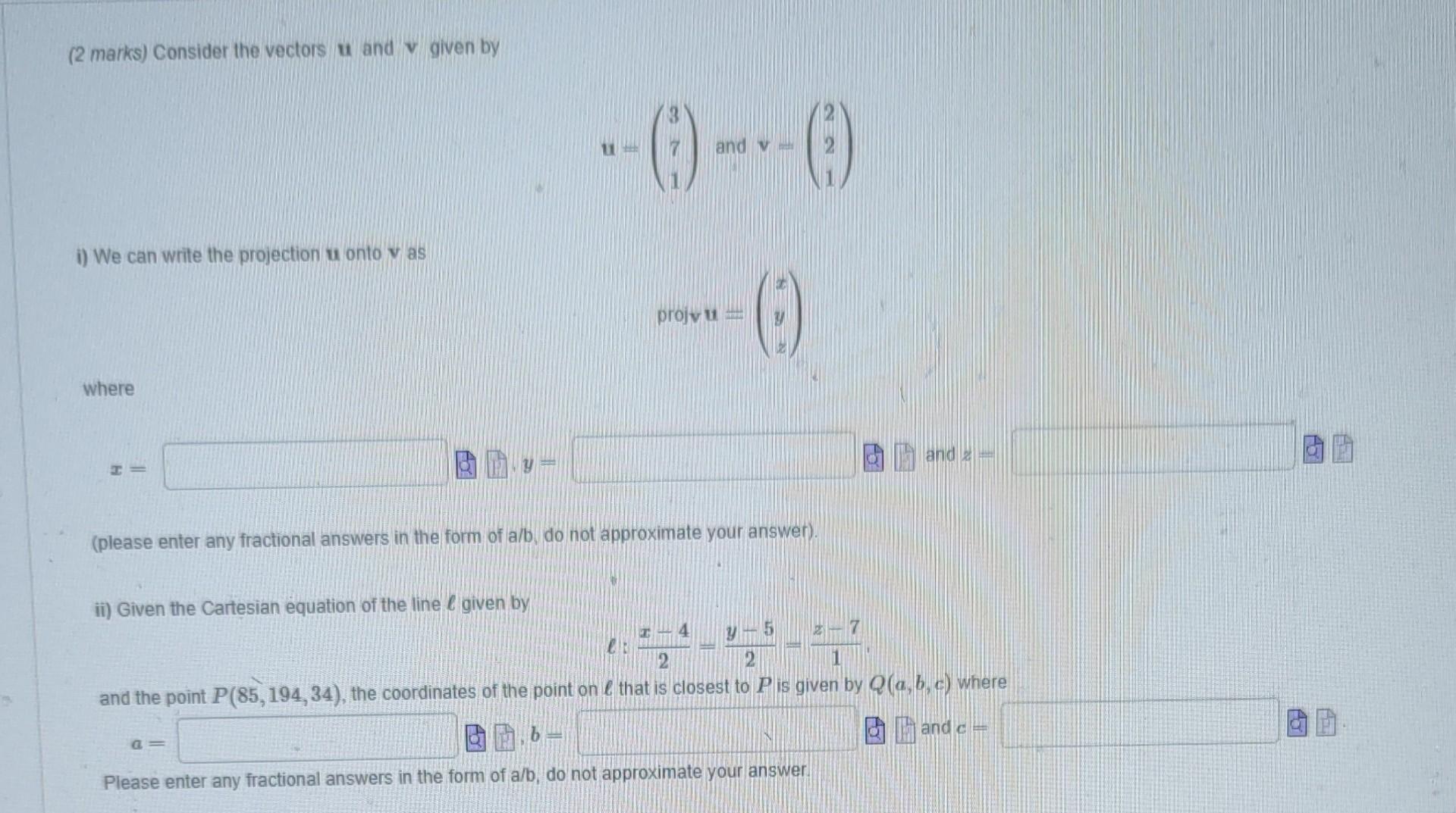 Solved (2 marks) Consider the vectors u and v given by | Chegg.com