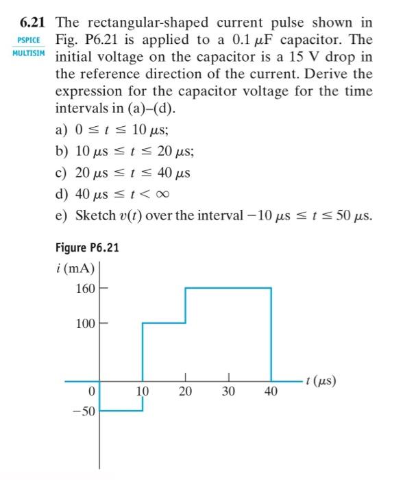Solved 6.21 The rectangular-shaped current pulse shown in | Chegg.com