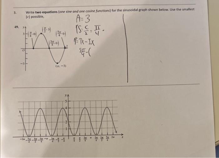 Solved 3. Write two equations (one sine and one cosine | Chegg.com
