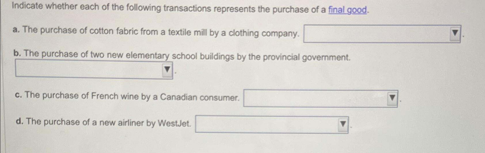 Solved Indicate whether each of the following transactions | Chegg.com