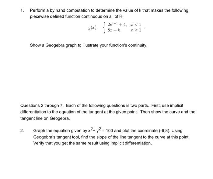 Solved 1. Perform a by hand computation to determine the | Chegg.com